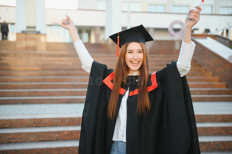 Graduation: Student Standing with Diploma Stock Photo - Image of ...