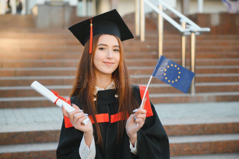 Graduation: Student Standing with Diploma Stock Image - Image of ...