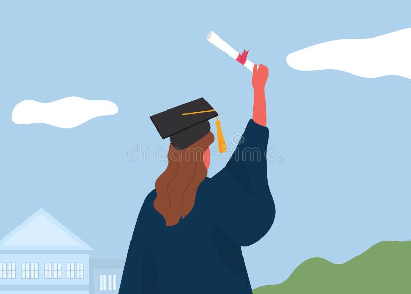 Graduation Student. Young Woman Holding Diploma Stock Vector ...