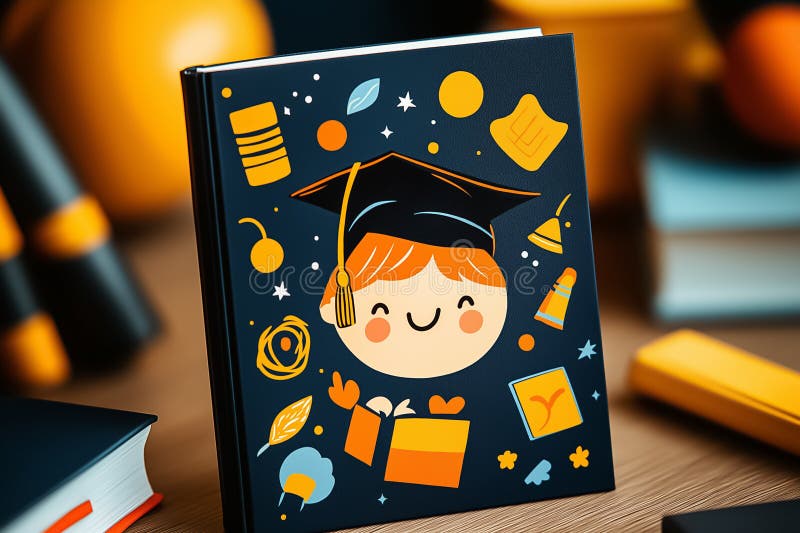 Graduation Themed Notebook Featuring Cheerful Character Celebrating ...