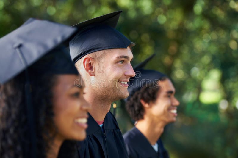 Graduation, University and Happy Students in Park for Learning ...