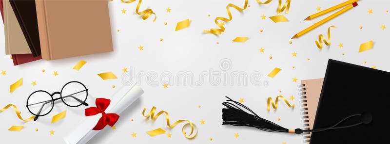 Graduation Vector Banner Template. Background Congrats Graduates with ...