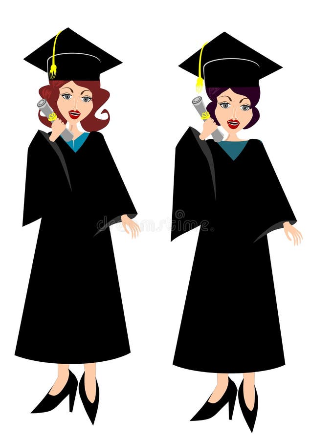 Graduation Woman Female stock vector. Illustration of study - 48490158