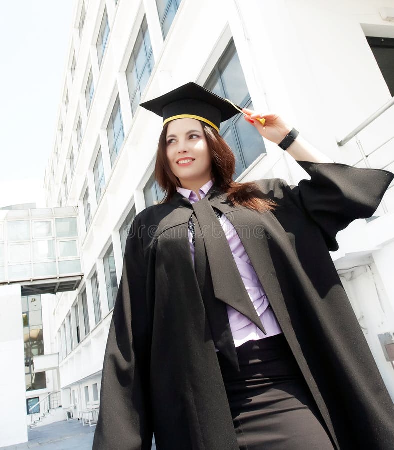 Graduation woman portrait stock image. Image of board - 9373177