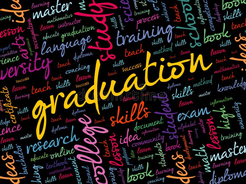 Graduation Word with Graduate Cap, Black and Gold Color, Glitter Dots ...