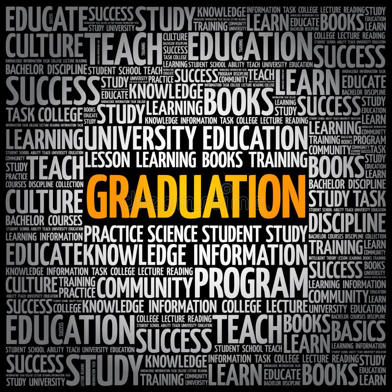 Graduation Word with Graduate Cap, Black and Gold Color, Glitter Dots ...