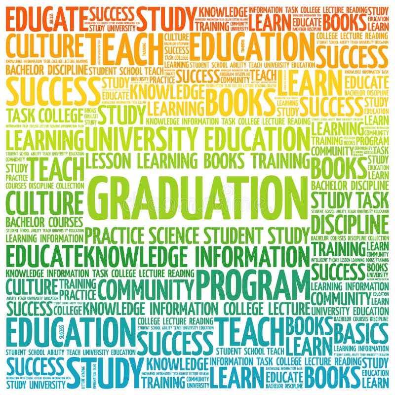 GRADUATION Word Cloud Collage, Education Concept Stock Illustration ...