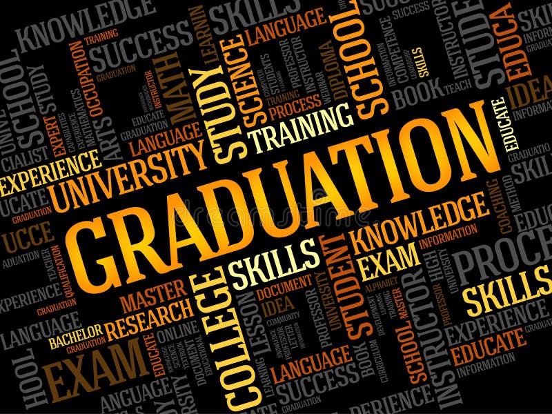 Graduation Word With Graduate Cap, Black And Gold Color, Glitter Dots ...