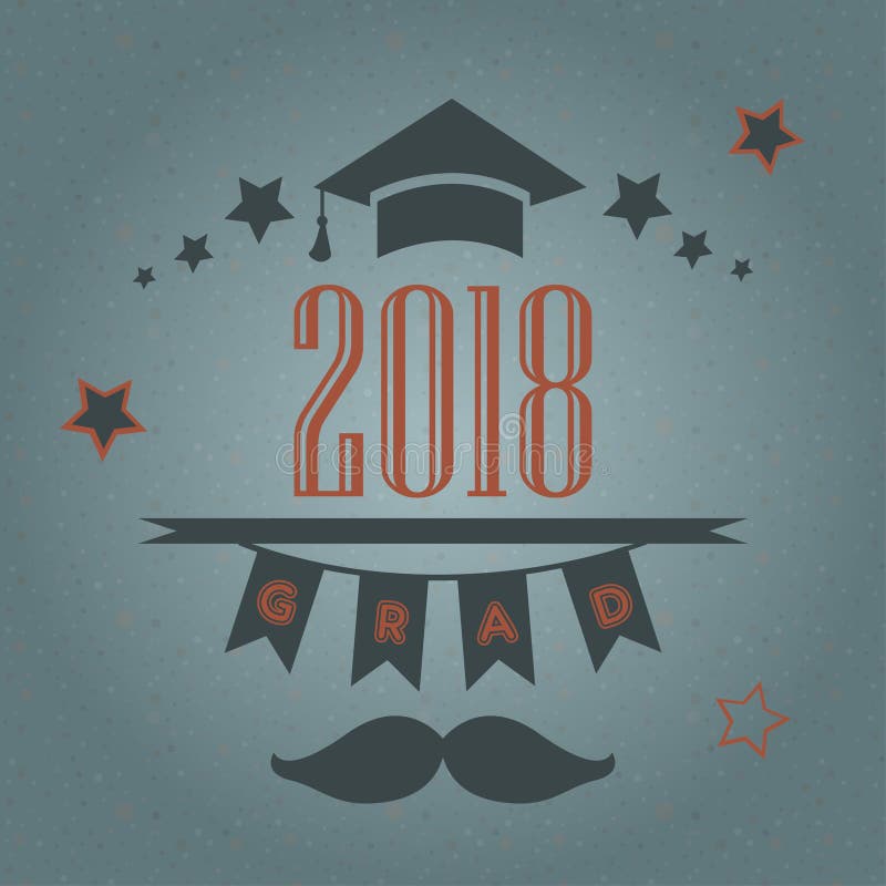 Graduation of Year 2018 stock illustration. Illustration of badge ...