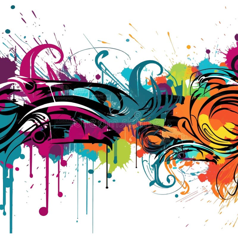 Graffiri Style Bright Colorful Drawing Painting Border Pattern ...