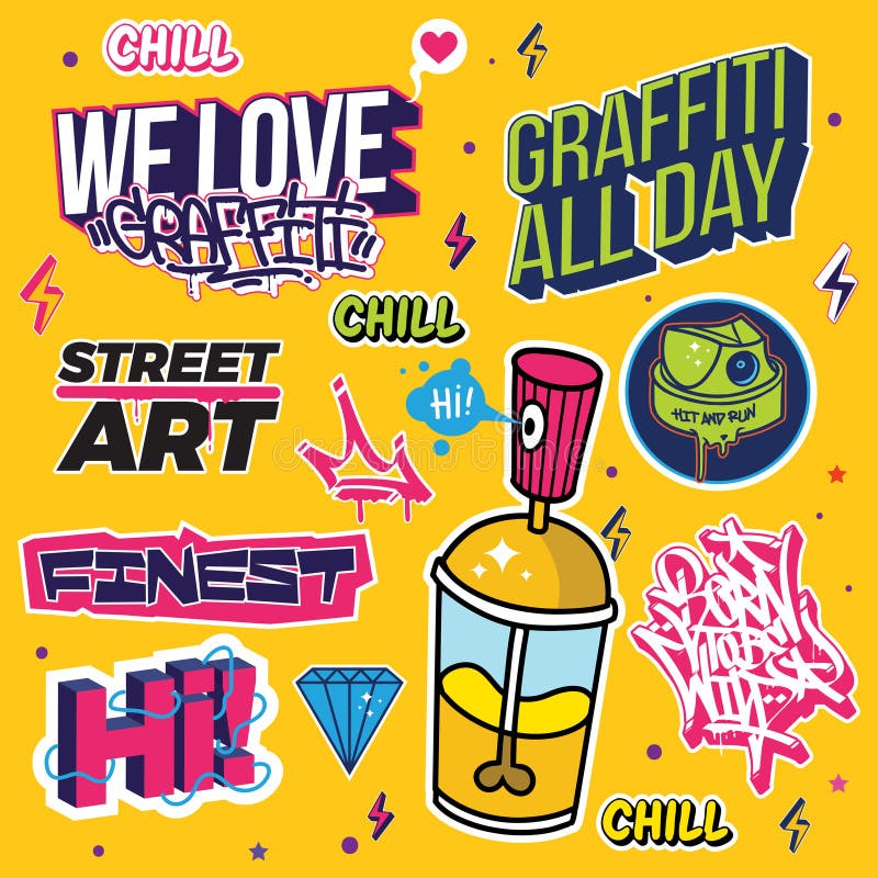 Graffitistickers Stock Illustrations – 32 Graffitistickers Stock ...