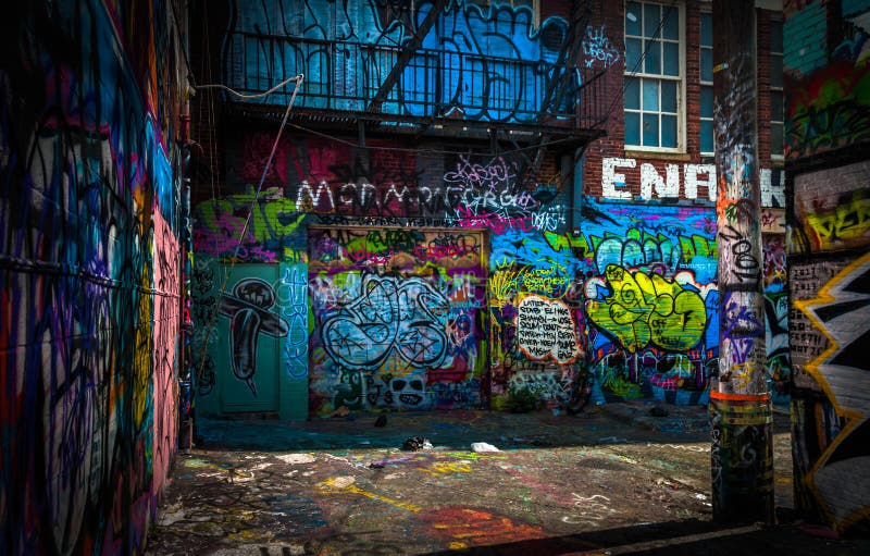 Graffiti on Walls in Graffiti Alley, Baltimore Editorial Photography ...