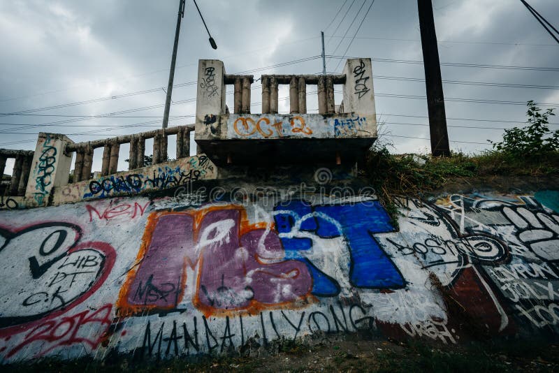 Graffiti Along the Pasig River, in Makati, Metro Manila, the Phi ...