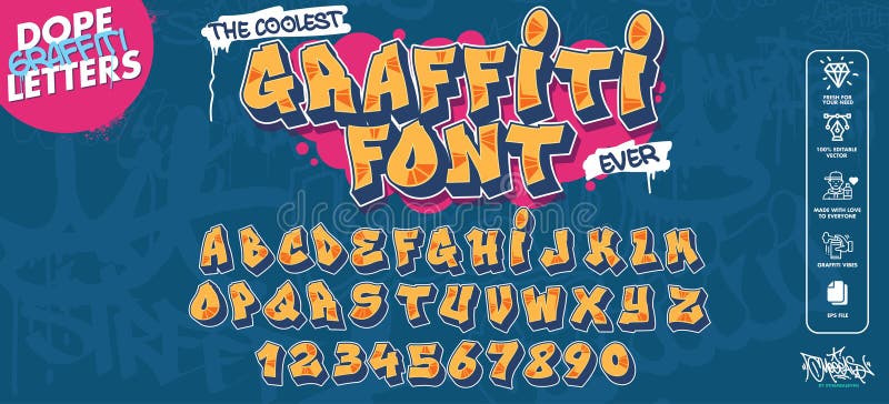 Amazing Vector Graffiti Alphabet. Urban Street Art Graffiti Font Style ...