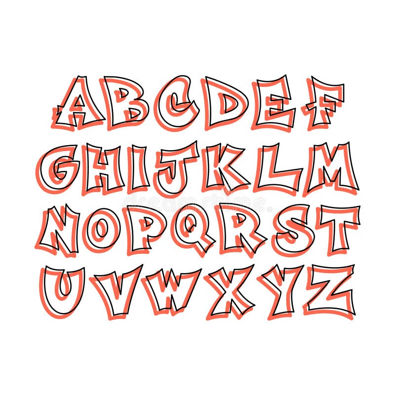 Graffiti Alphabet Vector Set, Urban Street Art Lettering Stock Vector ...