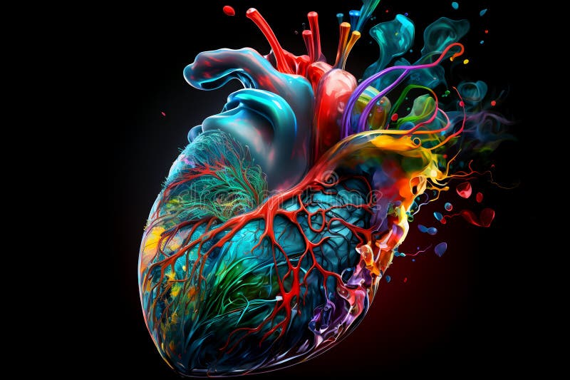 Graffiti with an Anatomical Heart on the Wall with a Splash, Color Art ...