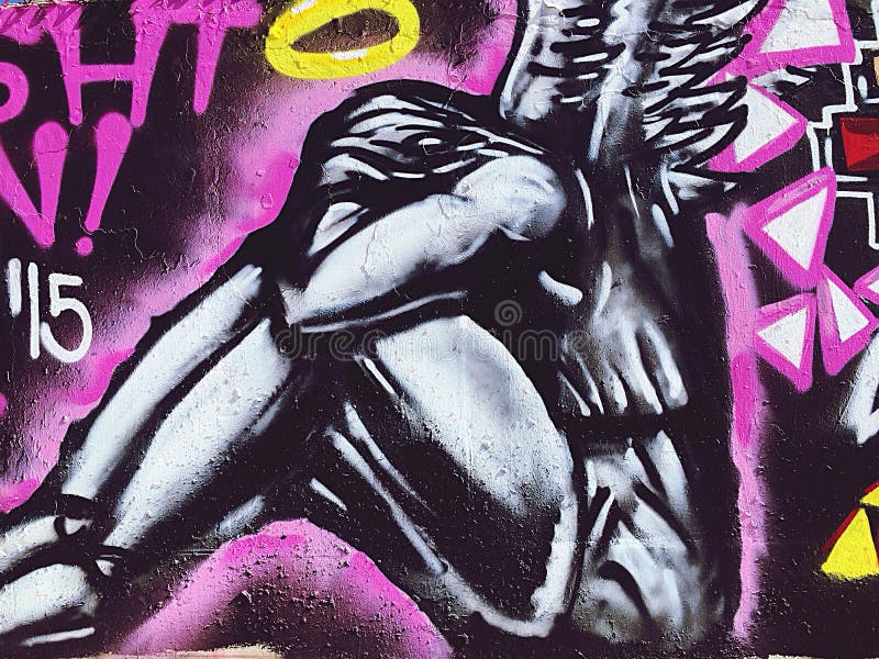Graffiti angel editorial image. Image of angel, colorful - 62418505