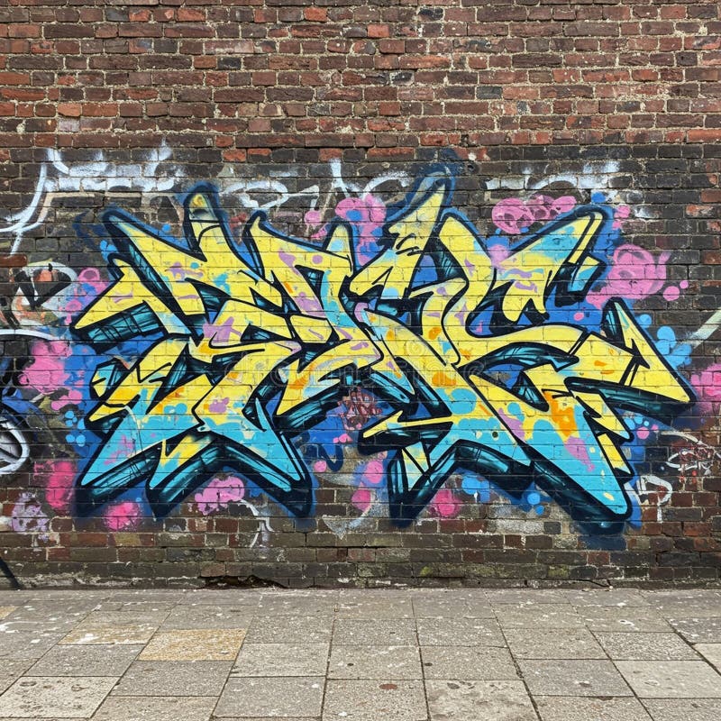 Graffiti Art on a Brick Wall Features Bold, Abstract Lettering in Sharp ...