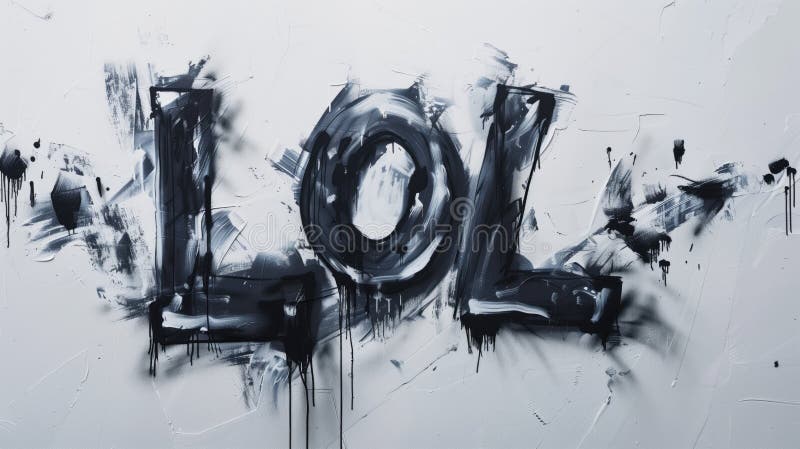 Graffiti Art with LOL Text in Black and White on Textured Wall. Stock ...