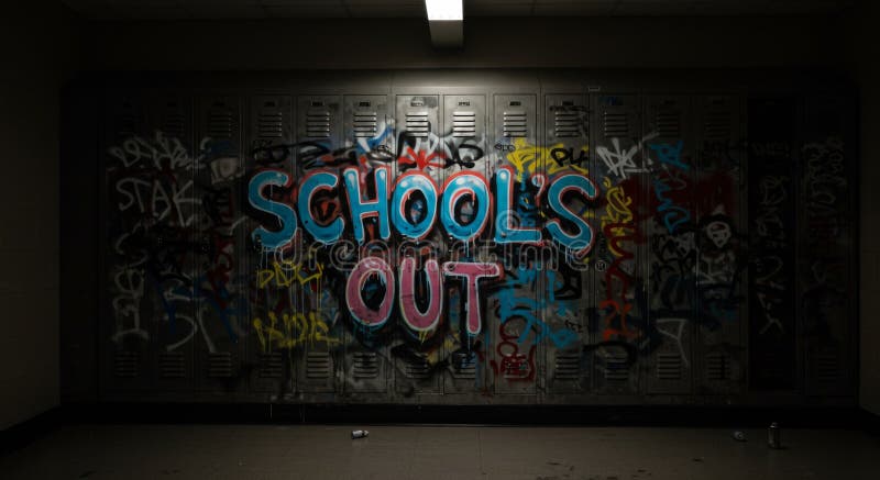 Graffiti Art on Metal Lockers: Schools Out Stock Illustration ...