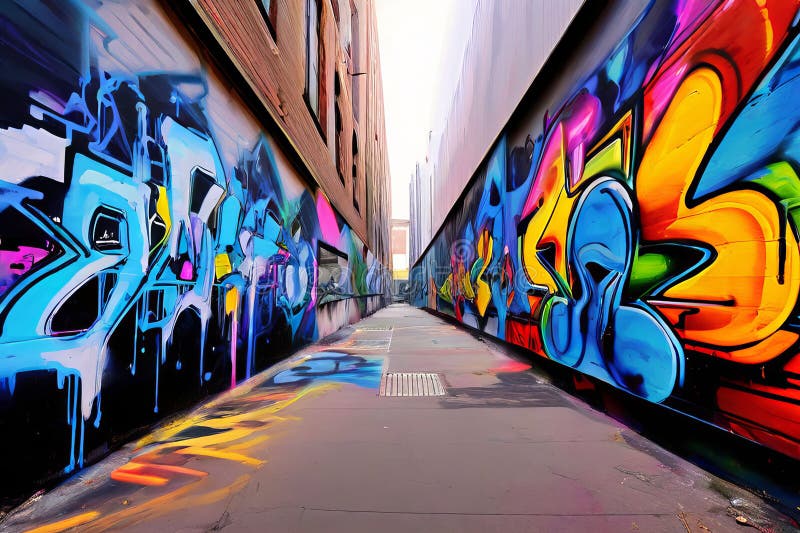 Graffiti Art a Street Art Style with Spray Painted Office Elemen Stock ...