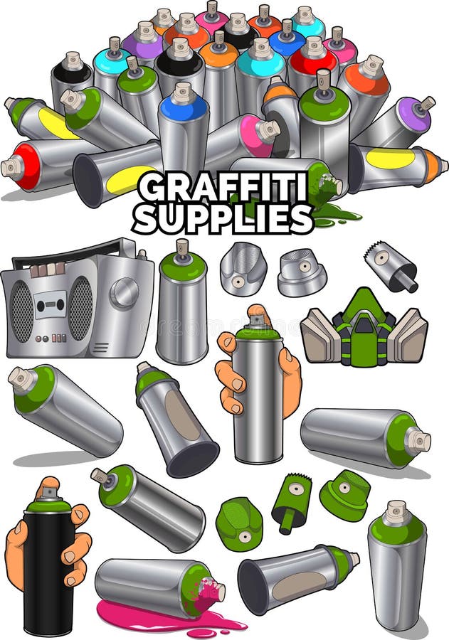 Graffiti Art Supplies - Vector Graphic Design Mega Pack Stock Vector ...