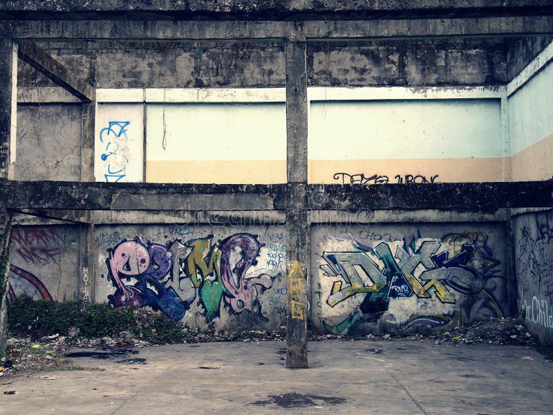 Graffiti Art on a Wall of an Abandoned Building Structure in Antipolo ...