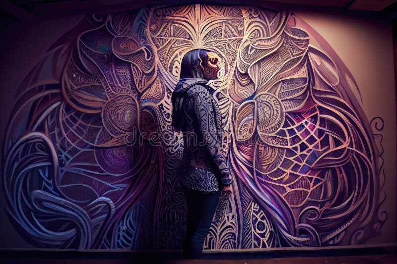 Graffiti Art of Woman, with Her Face and Body Covered in Intricate ...