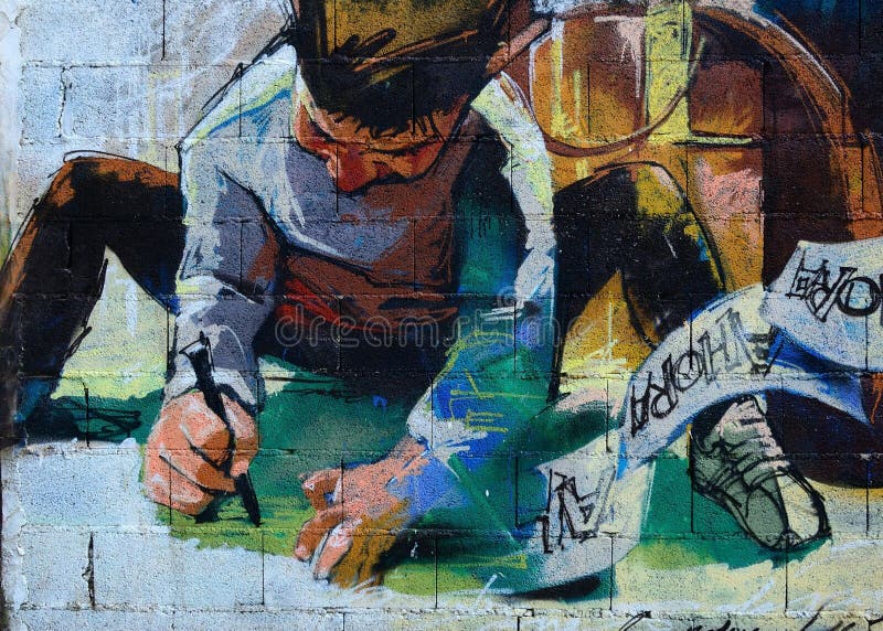 Graffiti Artist Drawing on a Wall with a Marker Editorial Photo - Image ...