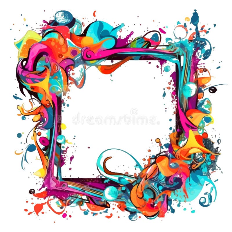 Graffiti Artistic Painted Square Colorful Frame Border Pattern with ...