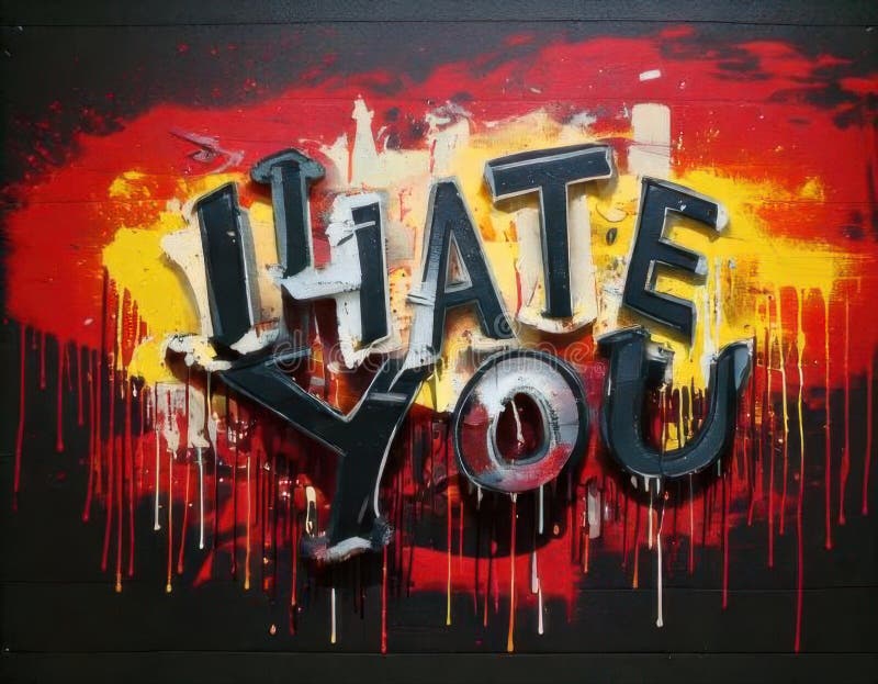Graffiti Artwork with the Text I Hate You Stock Illustration ...