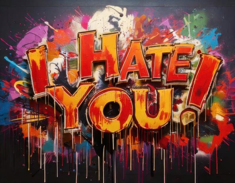 Graffiti Artwork with the Text I Hate You Stock Illustration - Illustration of cool, style ...
