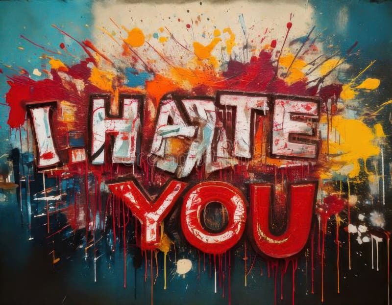 Graffiti Artwork with the Text I Hate You Stock Illustration ...