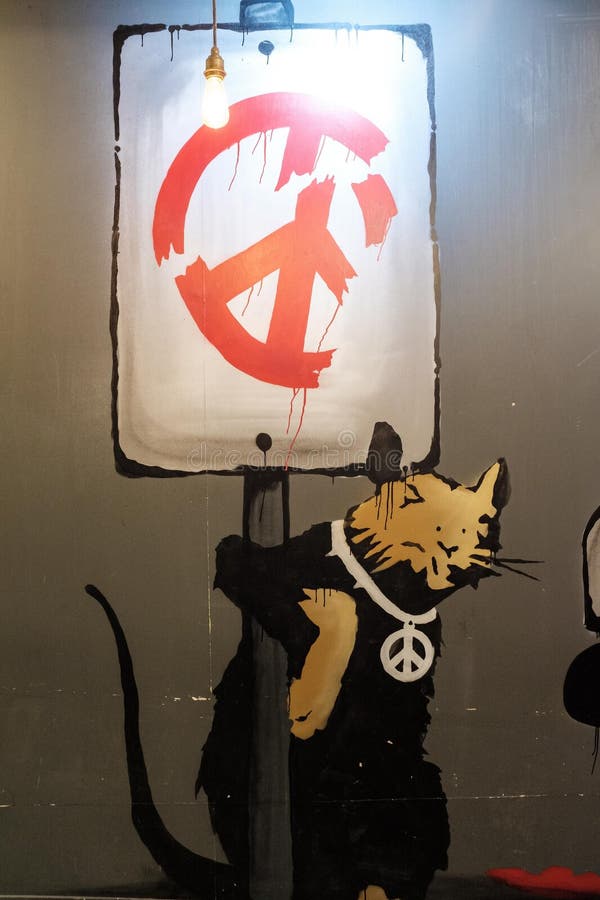 Graffiti Artwork on a Wall Featuring a Cat. Shoreditch, UK Editorial ...