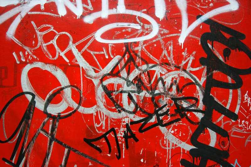 Graffiti Auf Dem Rot, Horizontal Stockbild - Bild von kunst, jugend ...