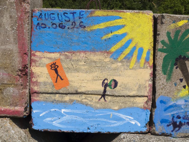 Graffiti on the Beach by the Baltic Sea. Editorial Stock Photo - Image ...