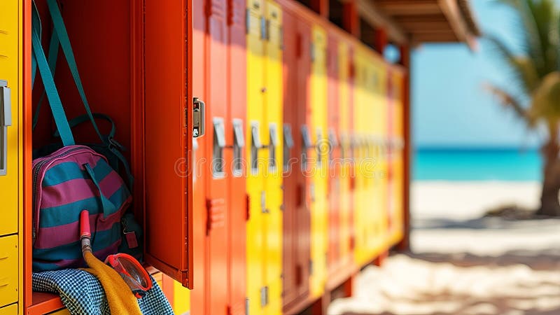Graffiti on the Beach, a Red Locker with the Word Beach on the Side ...
