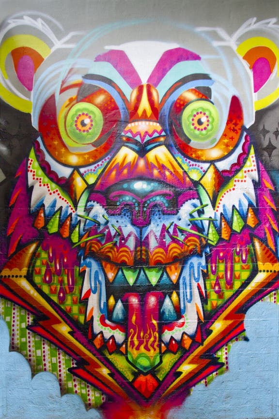 Graffiti Beast Tower Berlin Editorial Photo - Illustration of colour ...