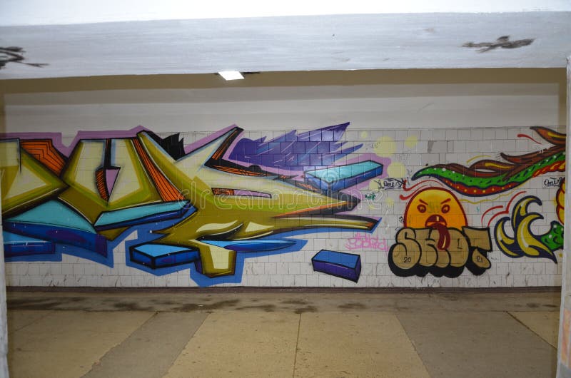 A Graffiti with Blocks and Face Editorial Stock Image - Image of cool ...