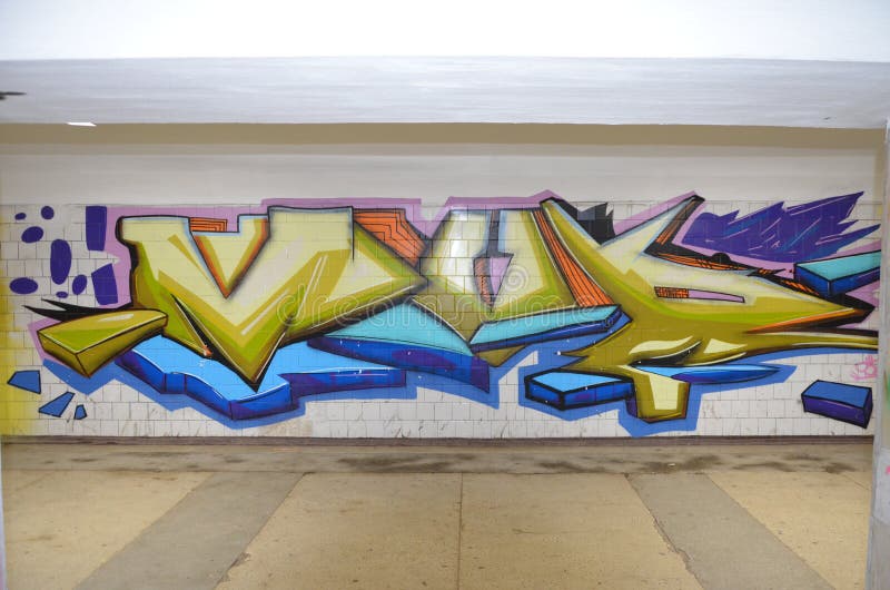 A graffiti with blocks editorial image. Image of fast - 231281690