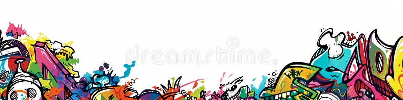 Graffiti Border Banner on White Background Stock Photo - Image of print ...
