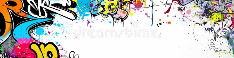 Graffiti Border Banner on White Background Stock Photo - Image of card ...