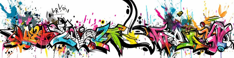 Graffiti Border Banner on White Background Stock Image - Image of ...