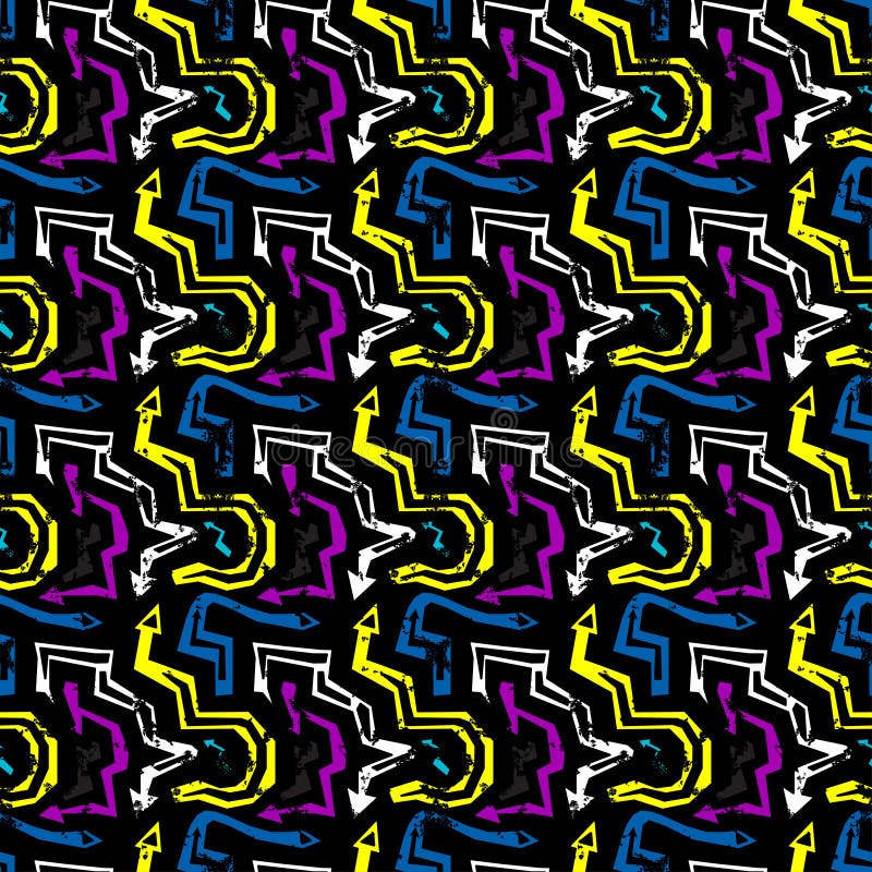Graffiti Bright Psychedelic Seamless Pattern Vector Illustration Stock Vector - Illustration of ...