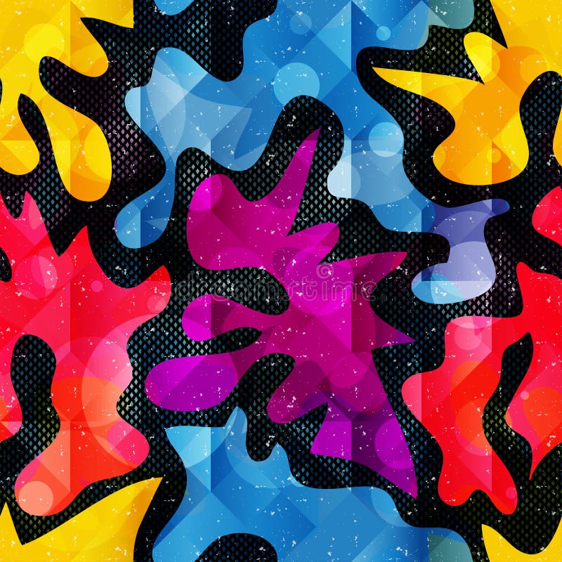 Graffiti Bright Psychedelic Seamless Pattern Vector Illustration Stock Vector - Illustration of ...