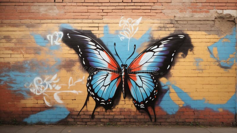 Butterfly Graffiti Wall Stock Illustrations – 515 Butterfly Graffiti ...