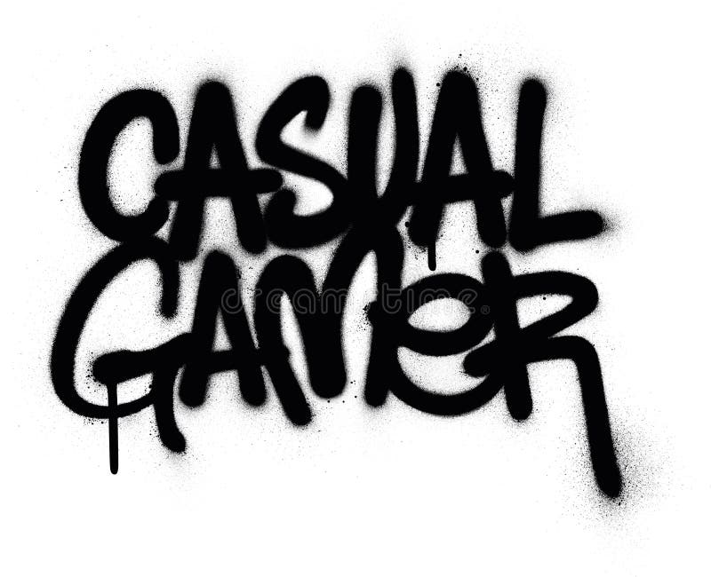 Graffiti Casual Gamer Text Sprayed in Black Over White Stock Vector ...