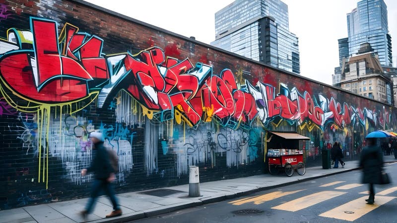 A Graffiti in the Central of a City Stock Illustration - Illustration ...