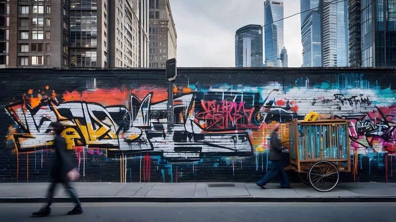 A Graffiti in the Central of a City Stock Illustration - Illustration ...