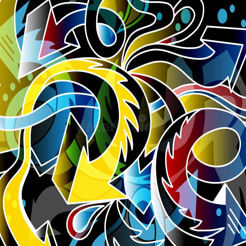 Graffiti Colored Pattern Quality Illustration for Your Design Stock ...